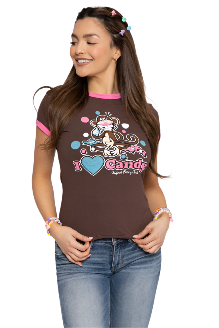 I Love Candy - Bobby Jack Ringer Top - Brown – Bobby Jack Brand